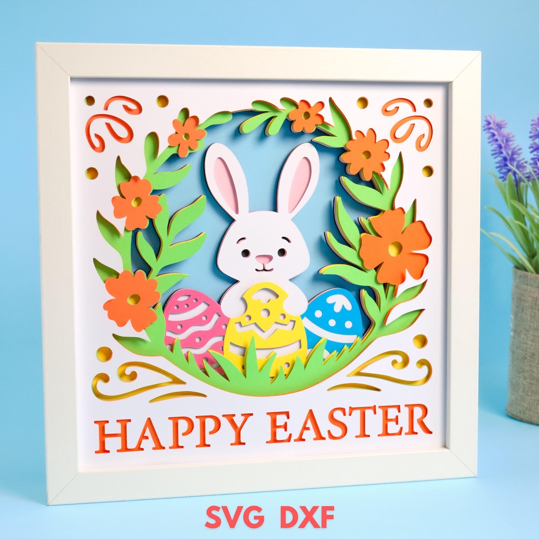 Easter Shadow Box Svg, Happy Easter Shadow Box, Easter Light Box Svg ...