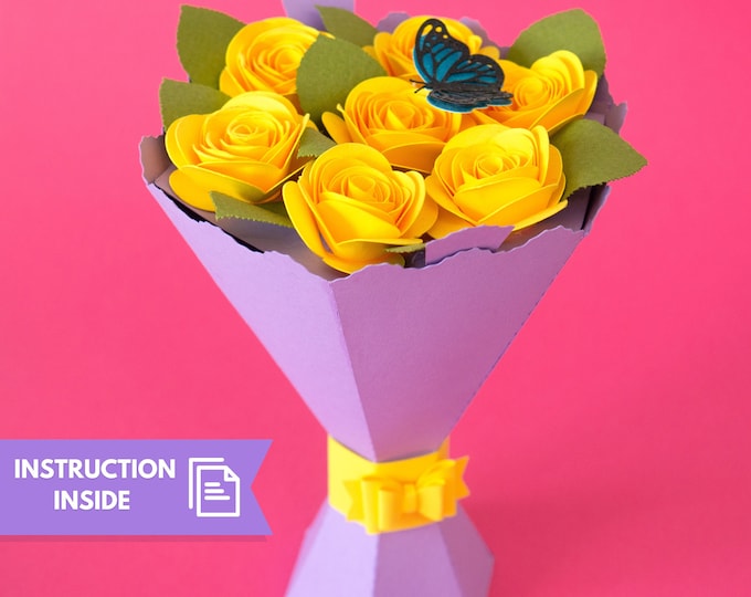 Beau Flower Box - Templates - Paper Flowers - 3D Box - Instant Download ...