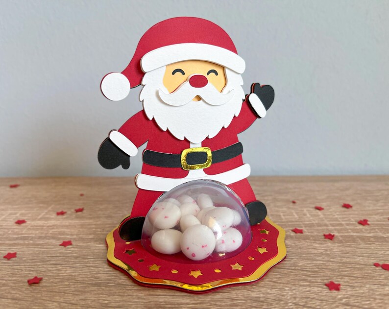 Christmas Santa Candy Holder SVG With Opening Mechanism, Santa Candy ...