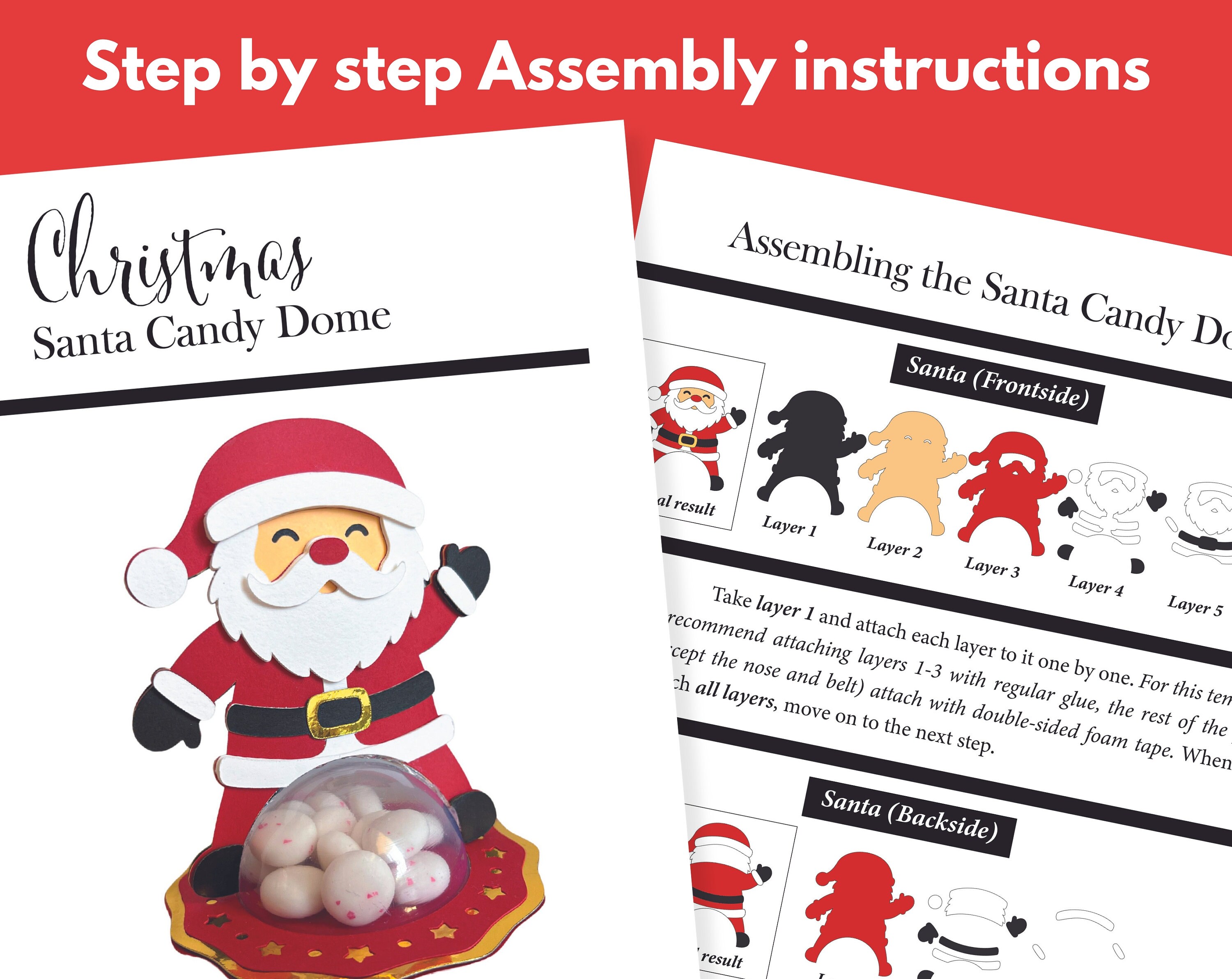 Christmas Candy Dome Svg Bundle, Santa Candy Dome Svg, Mrs Claus Candy ...