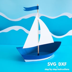 3D Boat Svg, Summer Party Svg, 3D Paper Craft Project, Sailboat Svg, 3D ...