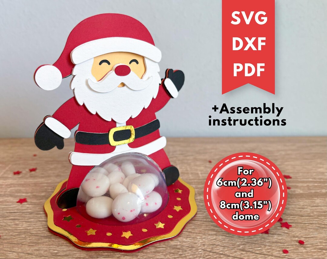 Christmas Santa Candy Holder SVG With Opening Mechanism, Santa Candy ...