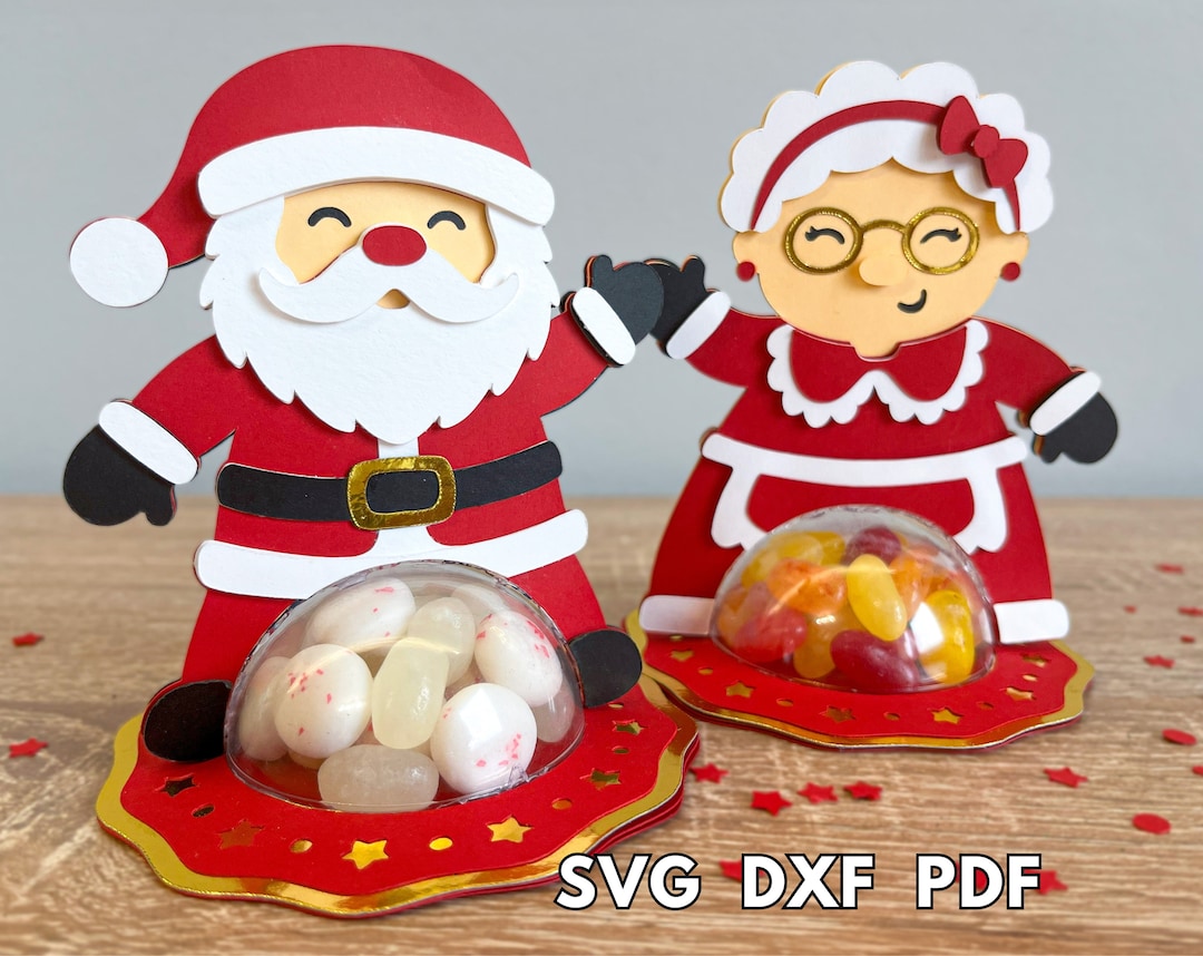 Christmas Candy Dome Svg Bundle, Santa Candy Dome Svg, Mrs Claus Candy ...