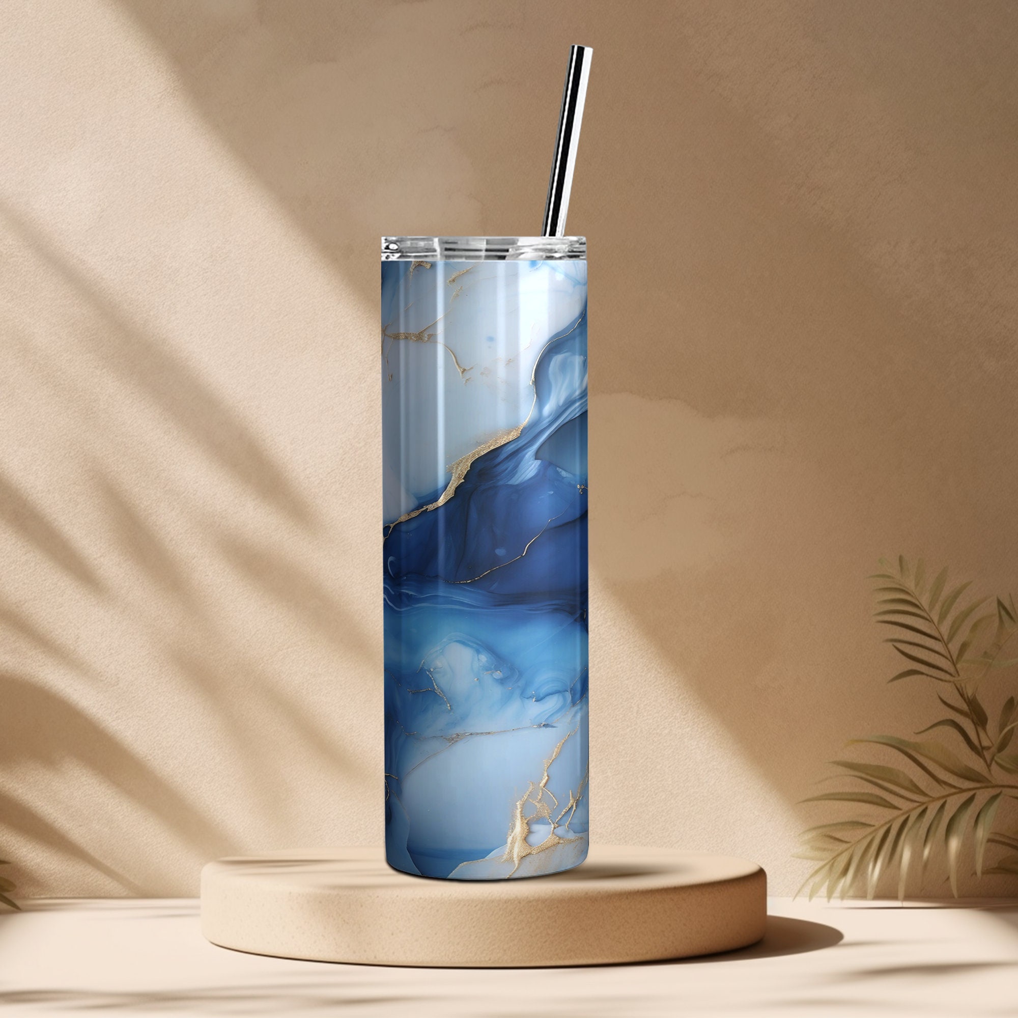 Blue Marble Tumbler Design, 20oz Seamless Skinny Tumbler Sublimation ...
