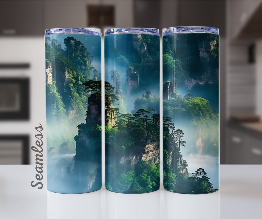 Early Morning in Avatar Mountains Tumbler Wrap 20oz Seamless Skinny ...