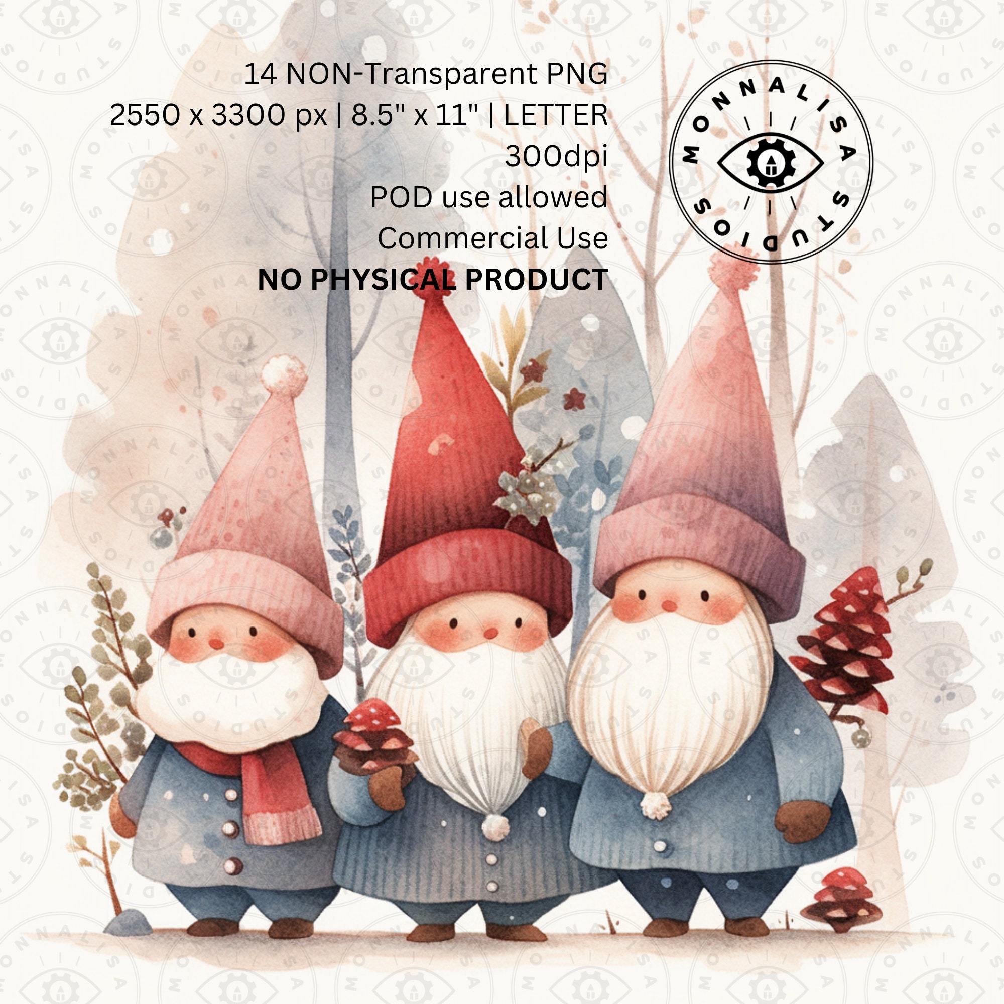 Magical Festive Gnomes 16 Watercolor PNG Digital Papers - Etsy