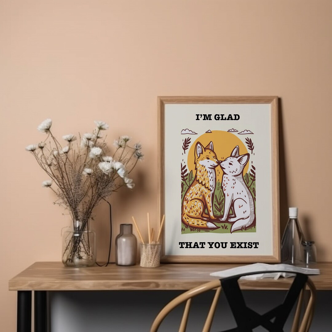 Motivational Quote, Positive Thinking Quote, Retro Fox Wall Print, Self ...