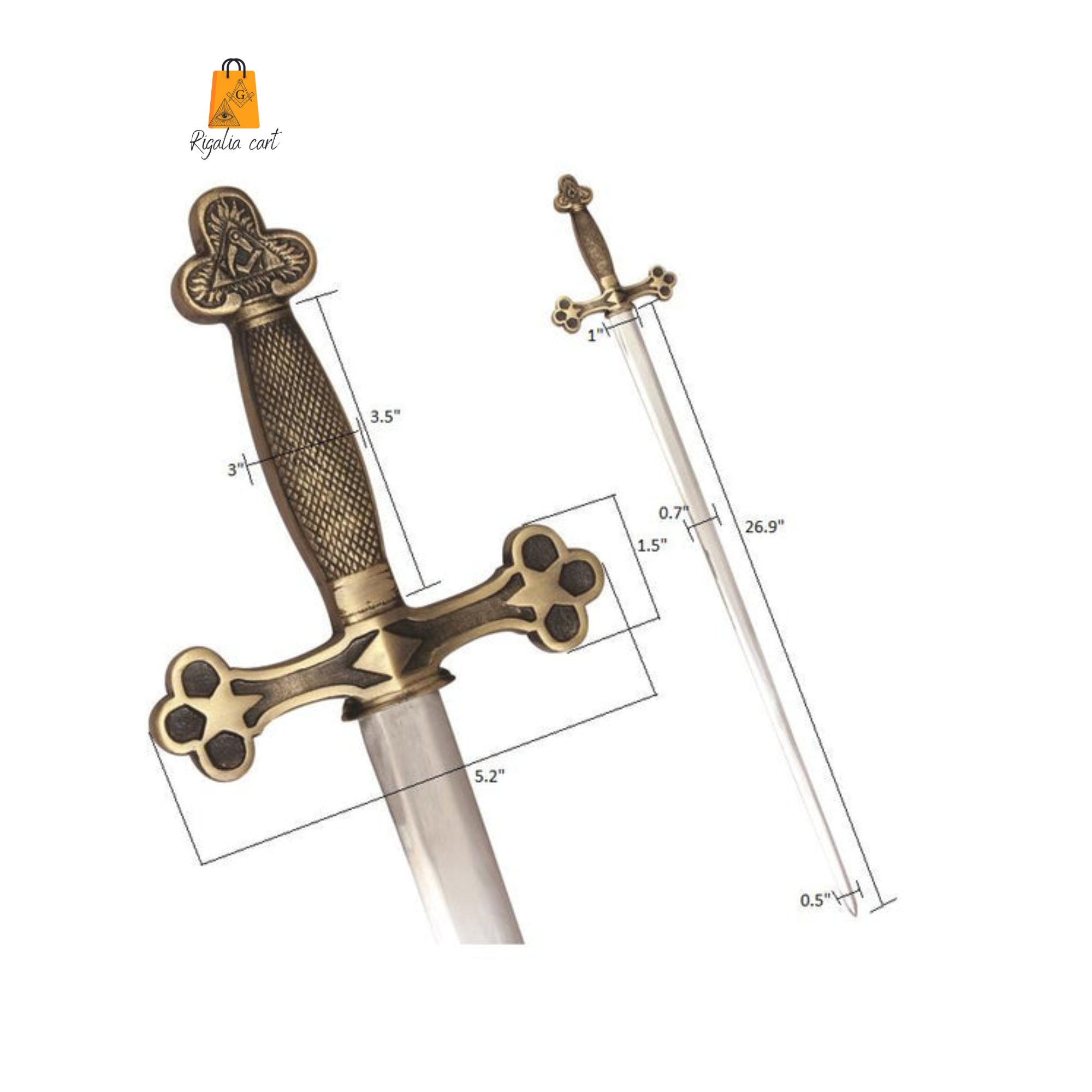 Masonic Sword Square and Compass With Gold and Black Hilt Best - Etsy