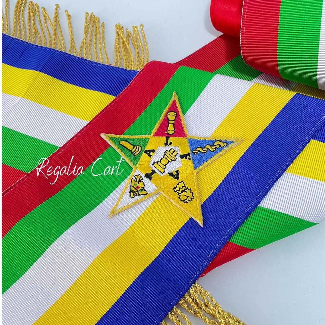 OES Sash, Masonic OES Sash,oes Five Color Grosgrain Ribbon With Red ...