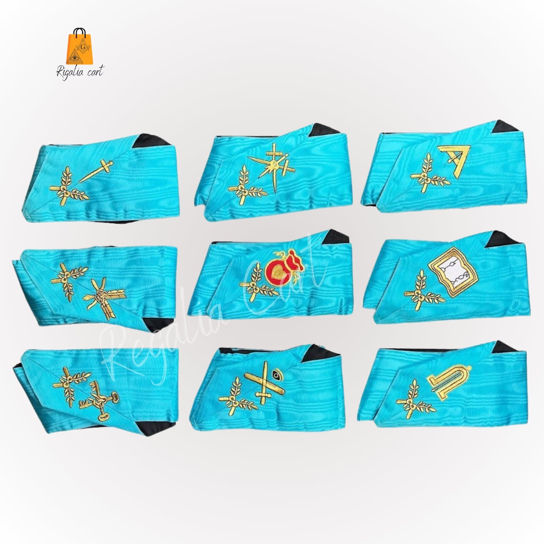 Masonic Officers Scottish Rite Officer Collar Set - Sky-blue Moire ...