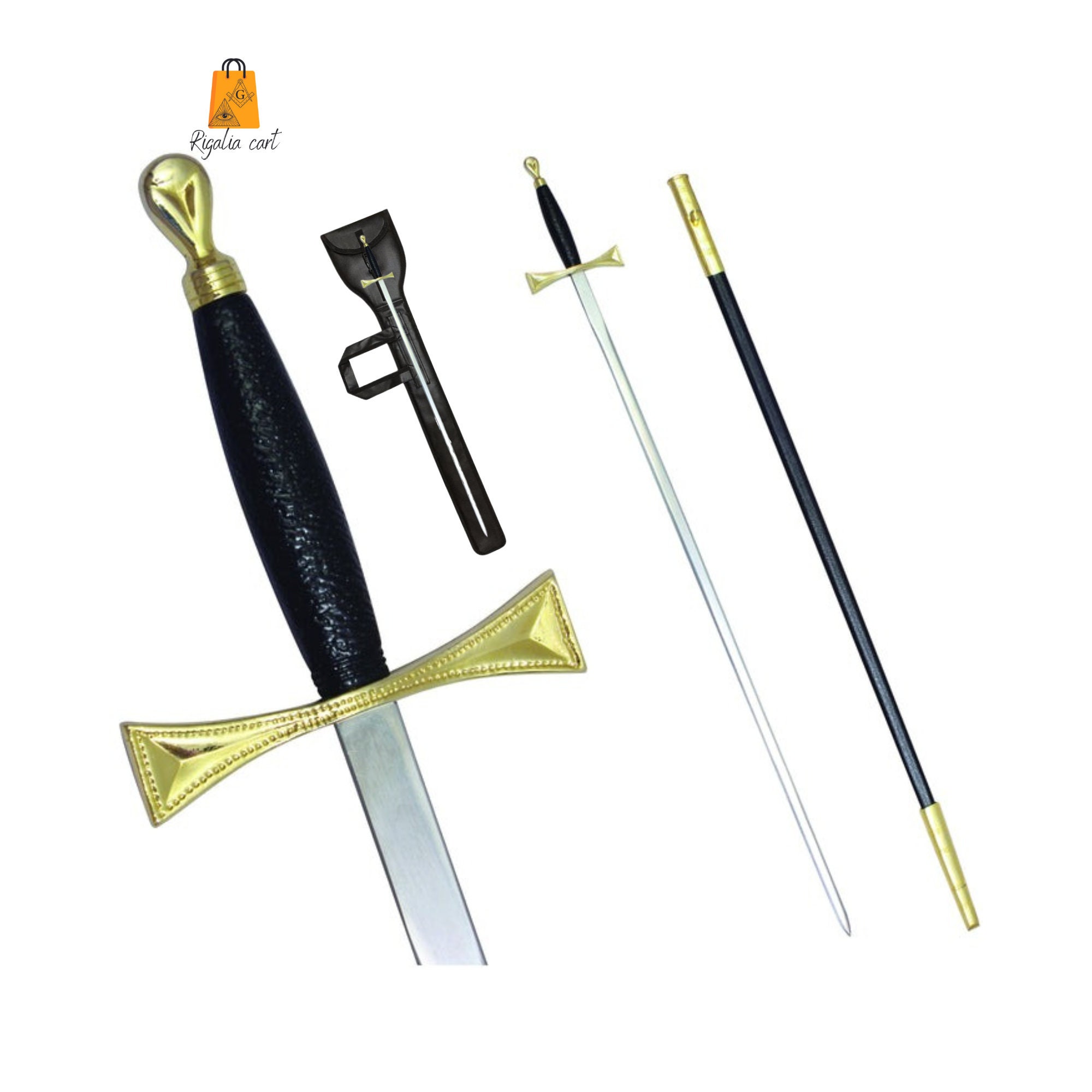 Masonic Sword Black Gold Hilt and Black Scabbard Strong Gripp - Etsy