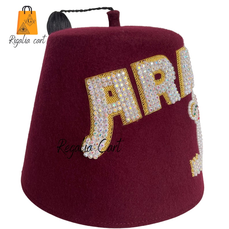 Shriner Fez Hat, Masonic Shriners Fez Cap Custom Lodge Name Burgundy ...
