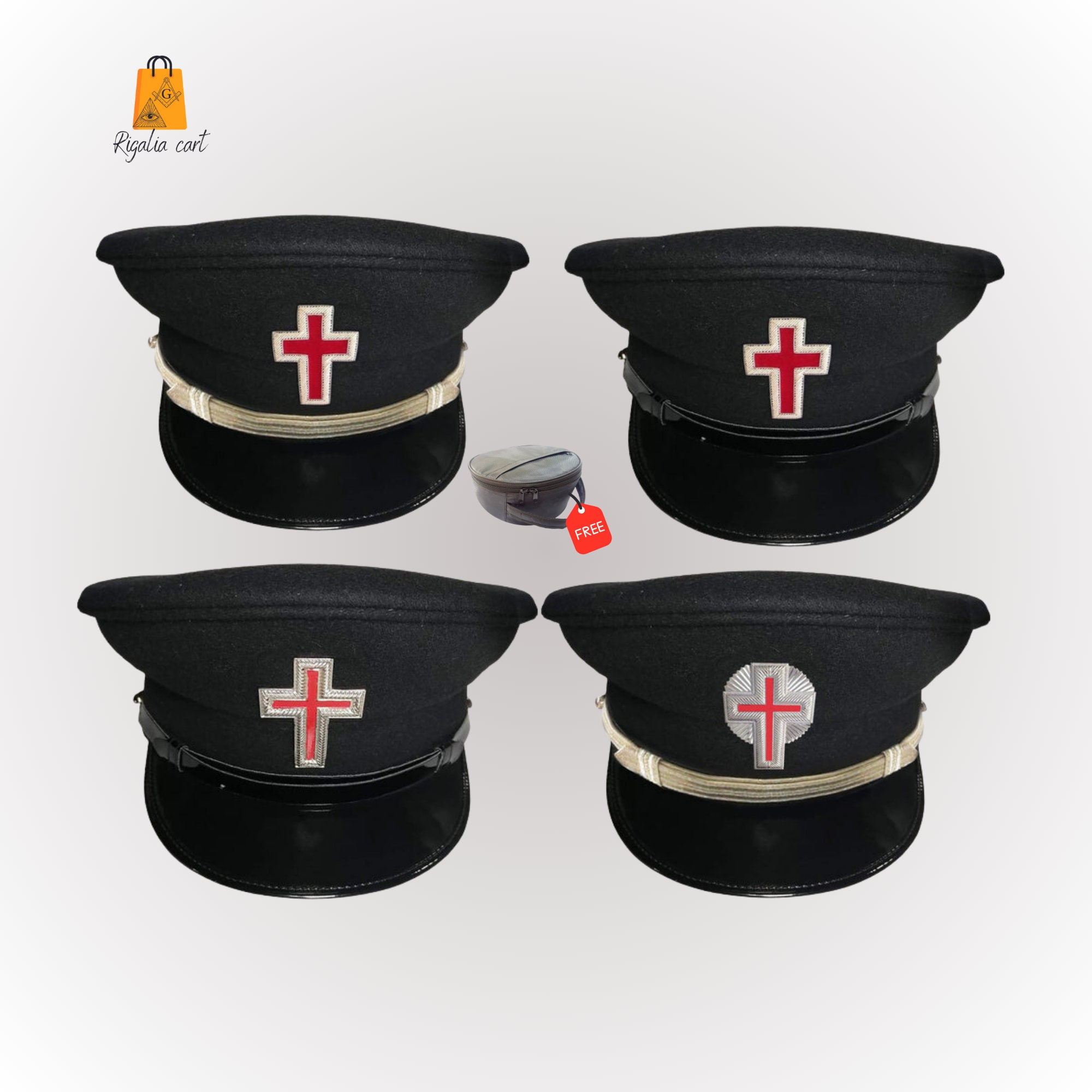 Sir Knight Templar Commandery Fatigue Cap Silver Handmade Embroidery ...