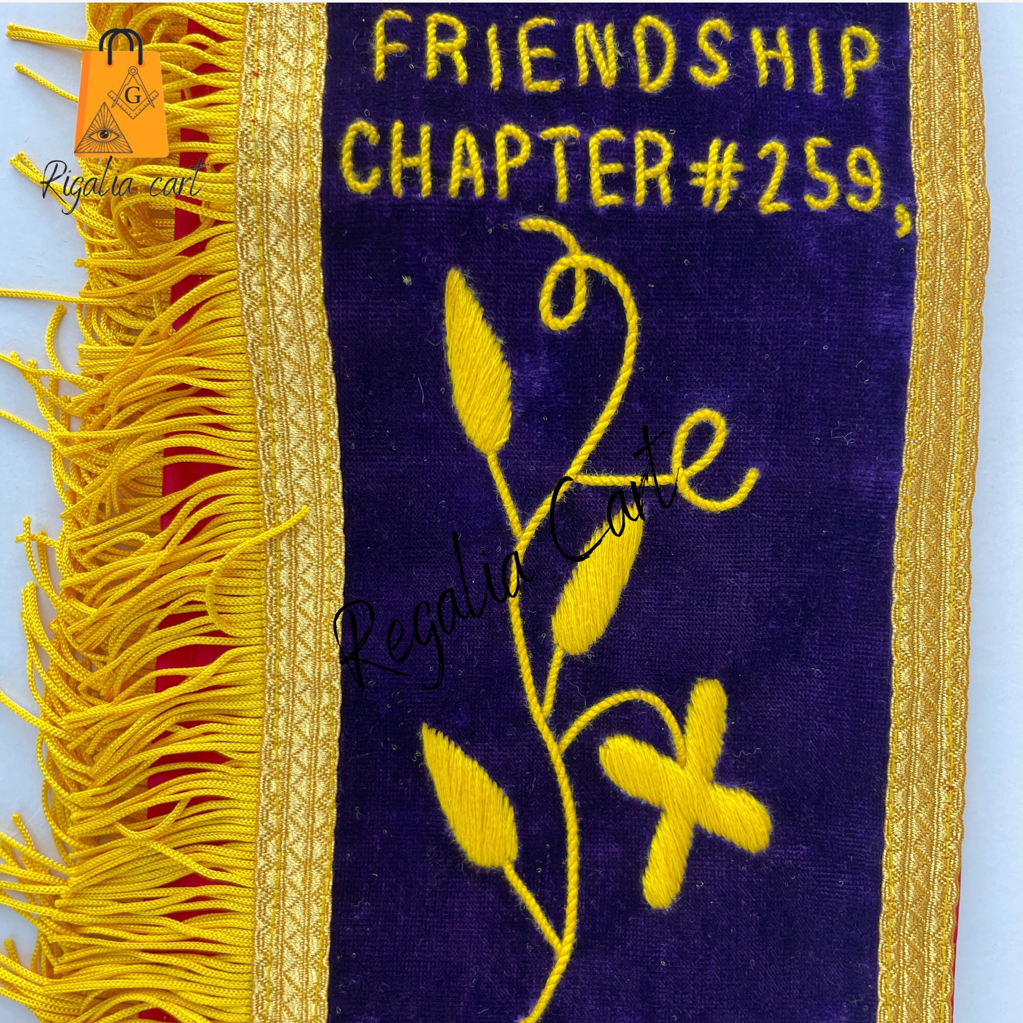 Masonic P.M Sash, Masonic Past Matron Sash Hand Embroidered With Purple ...