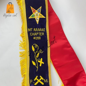 Masonic P.M Sash, Masonic Past Matron Sash Hand Embroidered With Purple ...