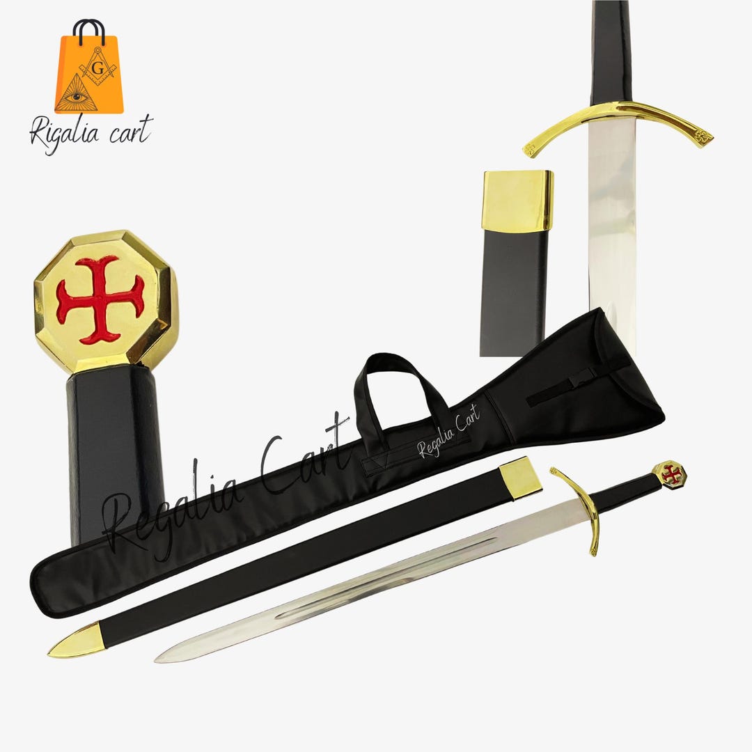 Knights Templar Commandery Sword With Black Gold Hilt and Black ...