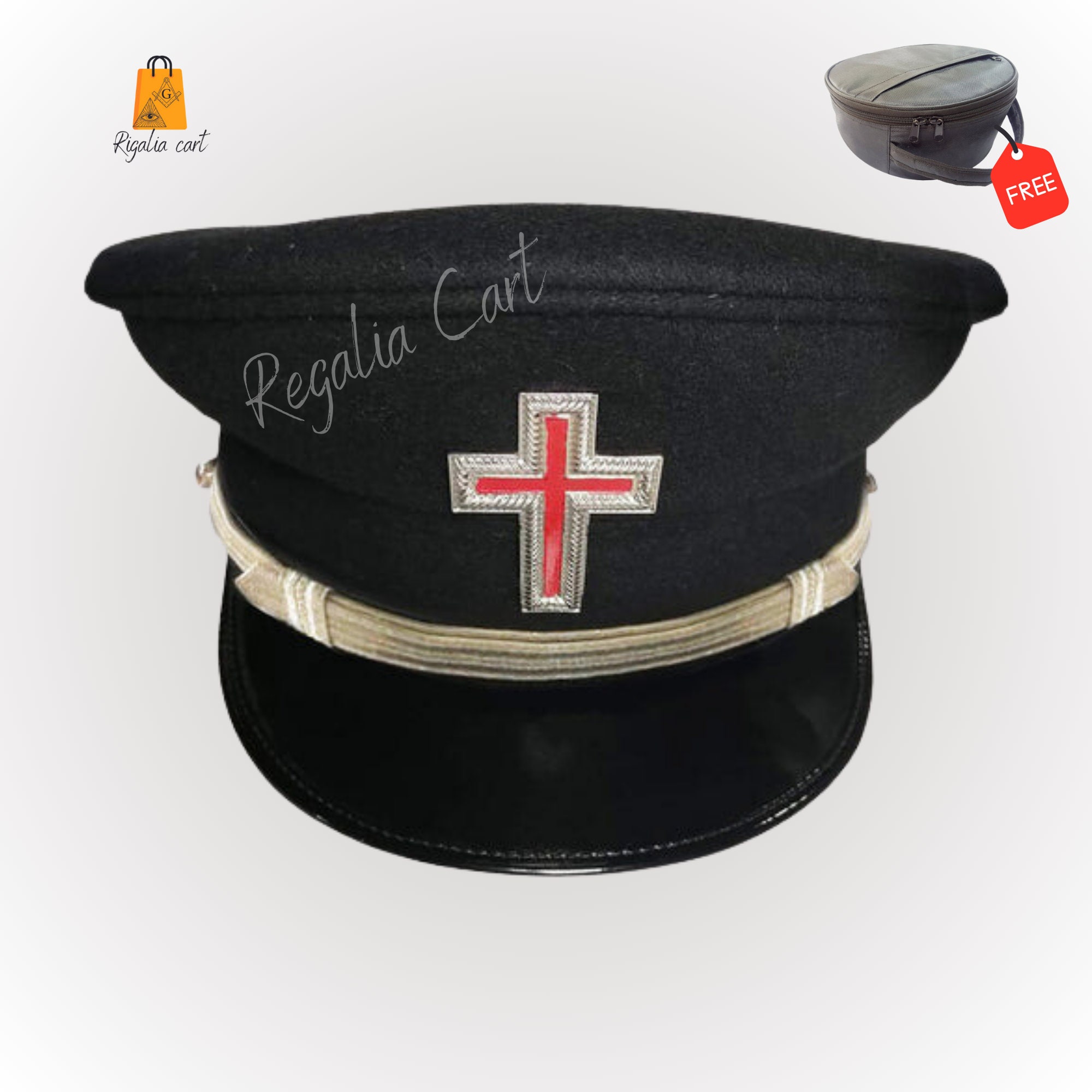 Sir Knight Templar Commandery Fatigue Cap Silver Handmade Embroidery ...
