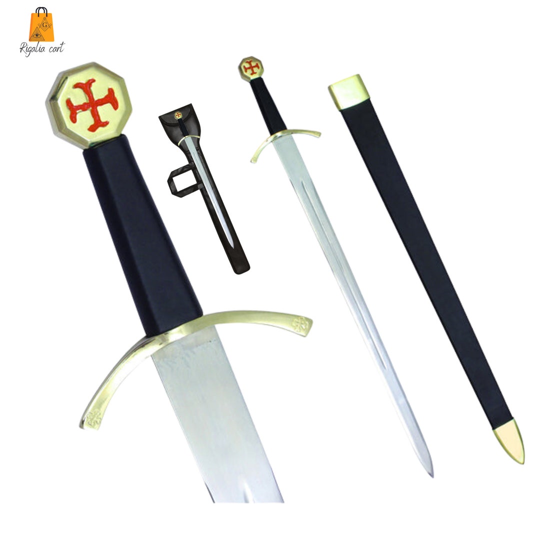 Knights Templar Commandery Sword With Black Gold Hilt and Black ...