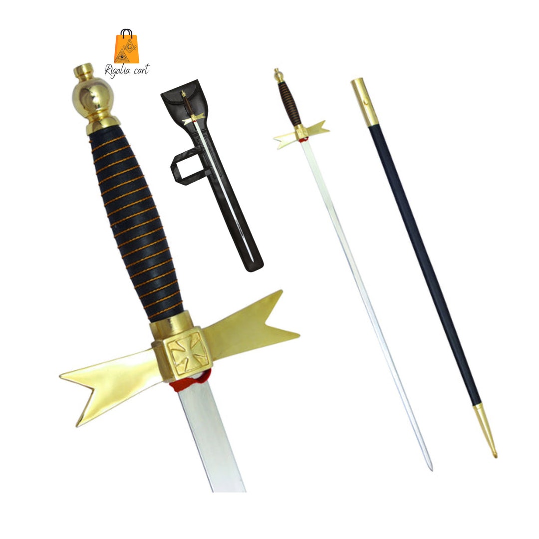 Knights Templar Commandery Sword Brown Hilt and Black Scabbard High ...