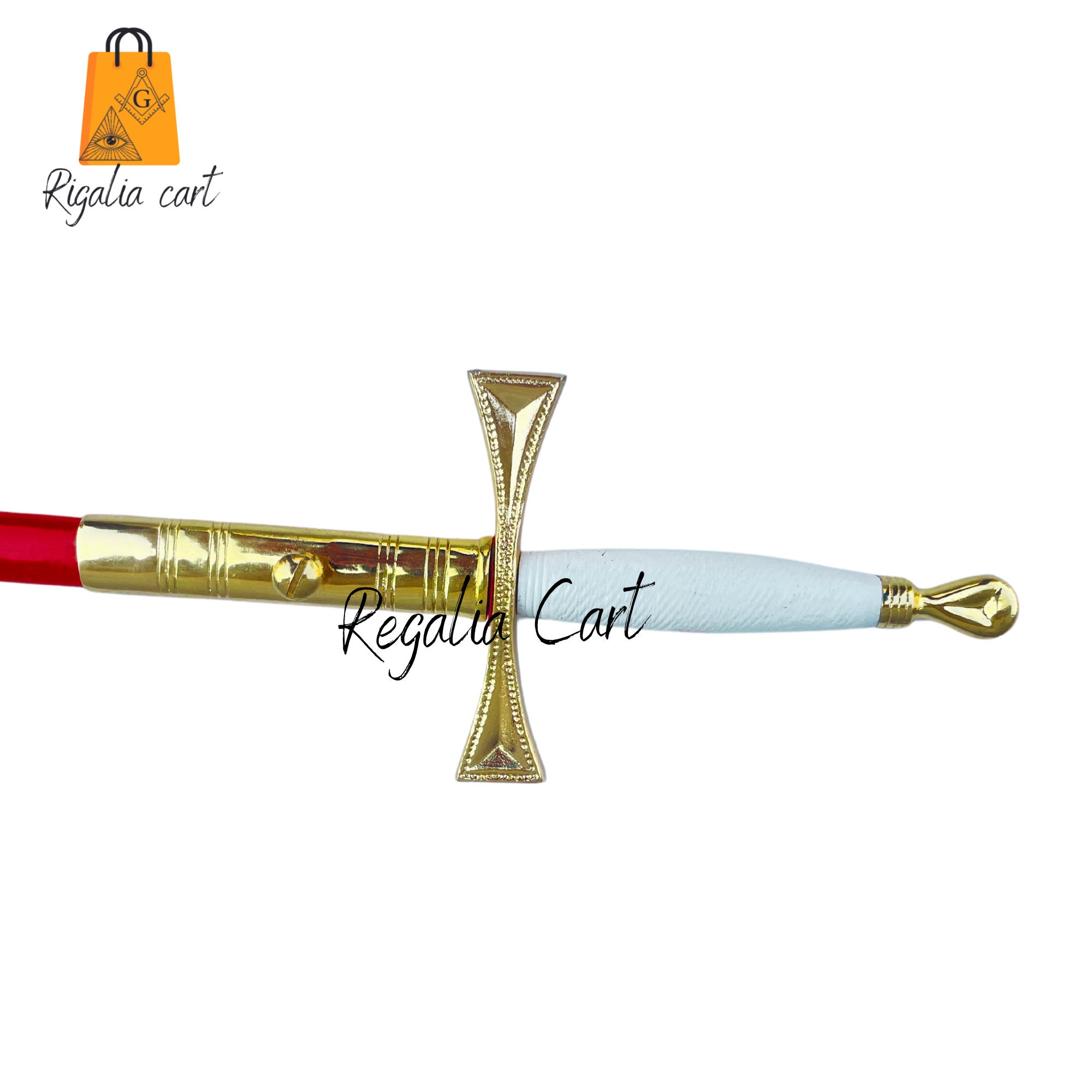Masonic Knights Templar Sword With Gold Hilt and Red Scabbard High ...