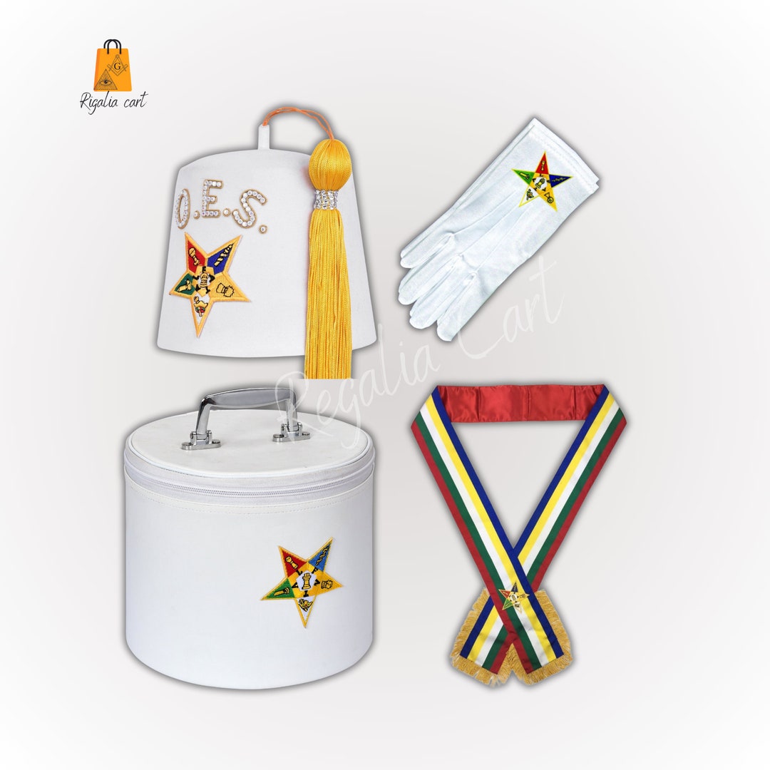 Masonic Freemasonry OES Fez Set Pure White Fez 100% Wool, Sash, Cotton ...