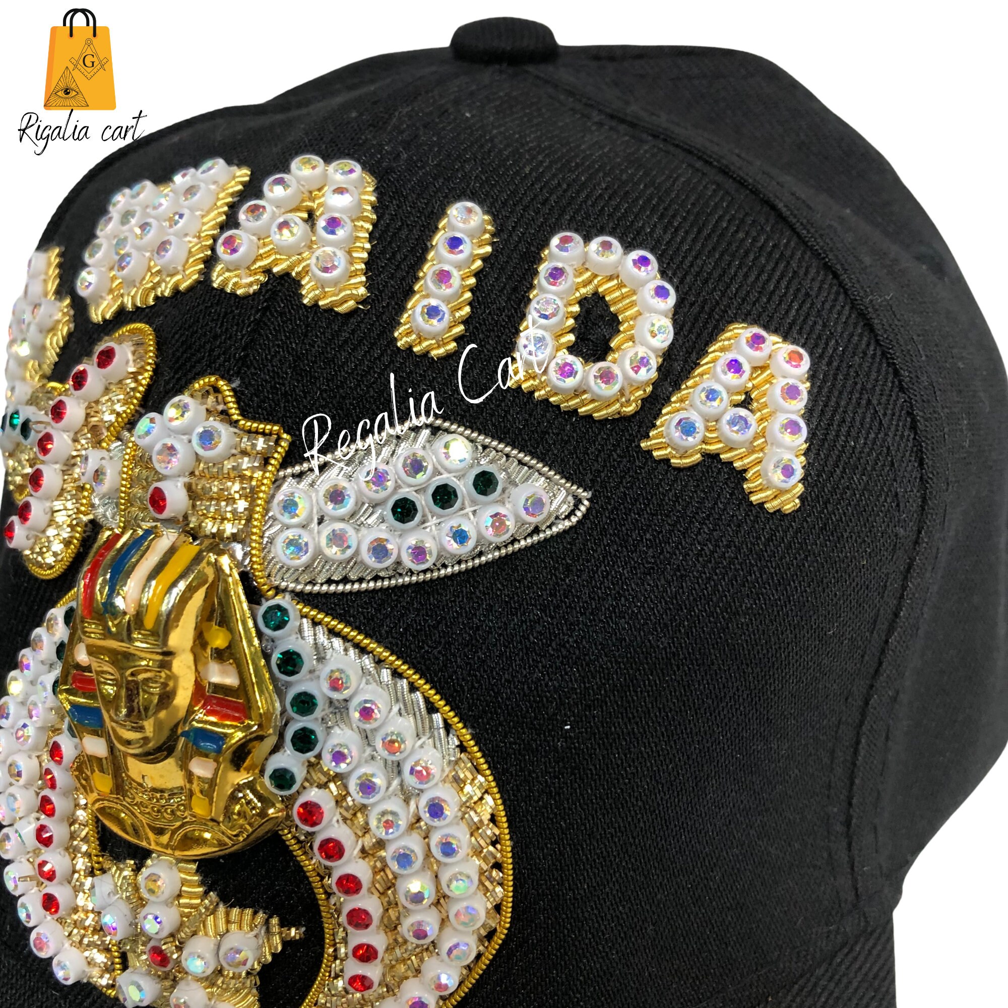 Masonic Shriner Cap Embroidered EL MAIDA Court Vintage Black Color Hand ...