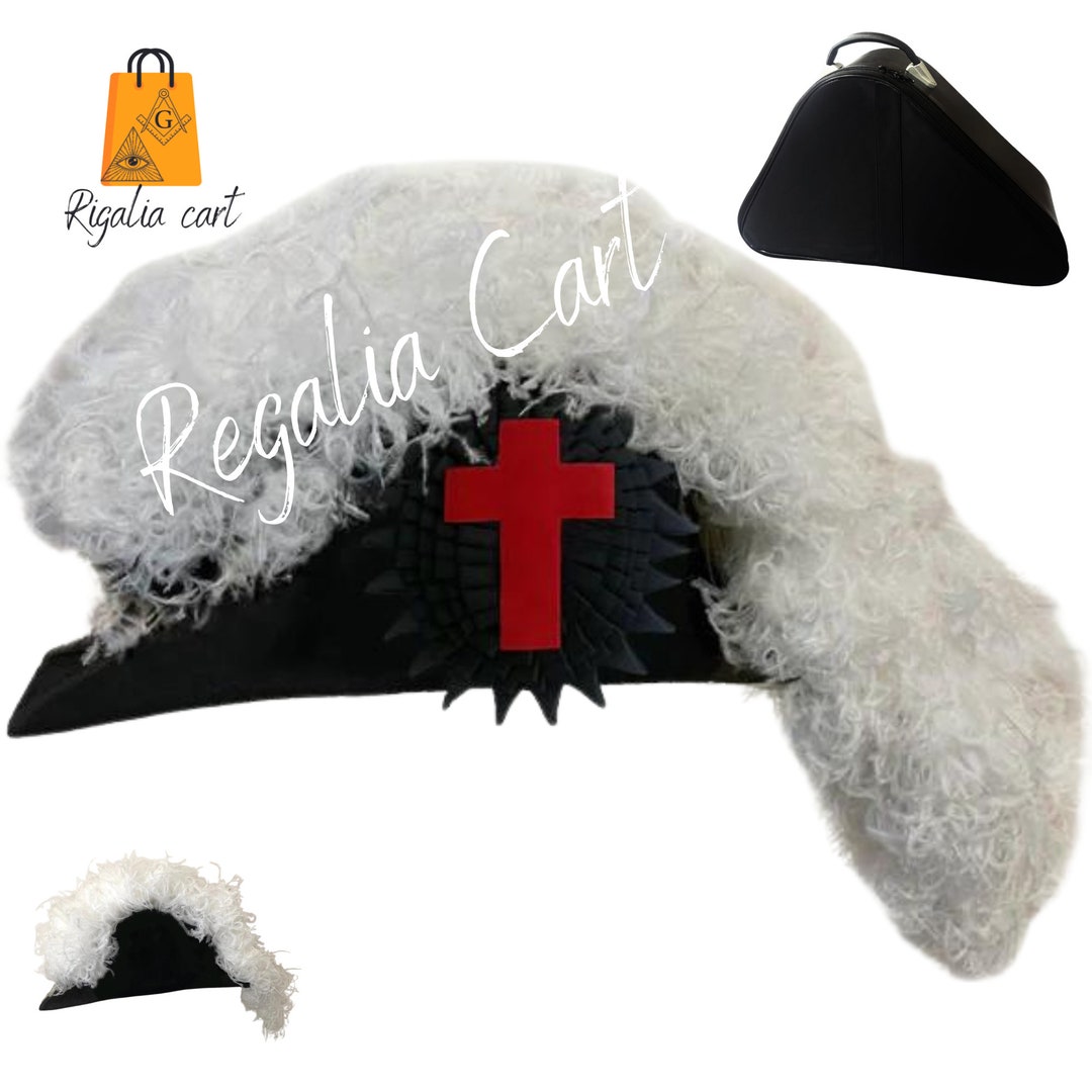 Masonic Knights Templar Commandery Chapeau, Ostrich Feathers Finest ...