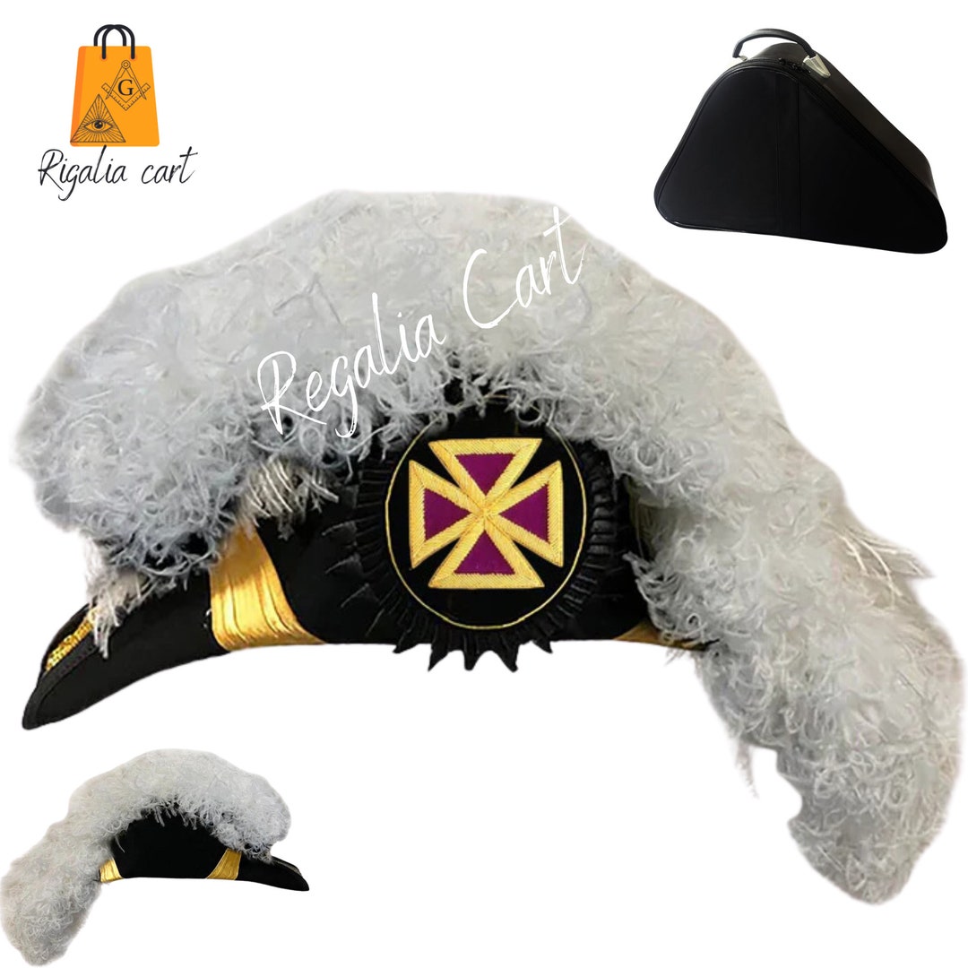 Knights Templar Commandery Chapeau, Ostrich Feathers Finest Embroidery ...