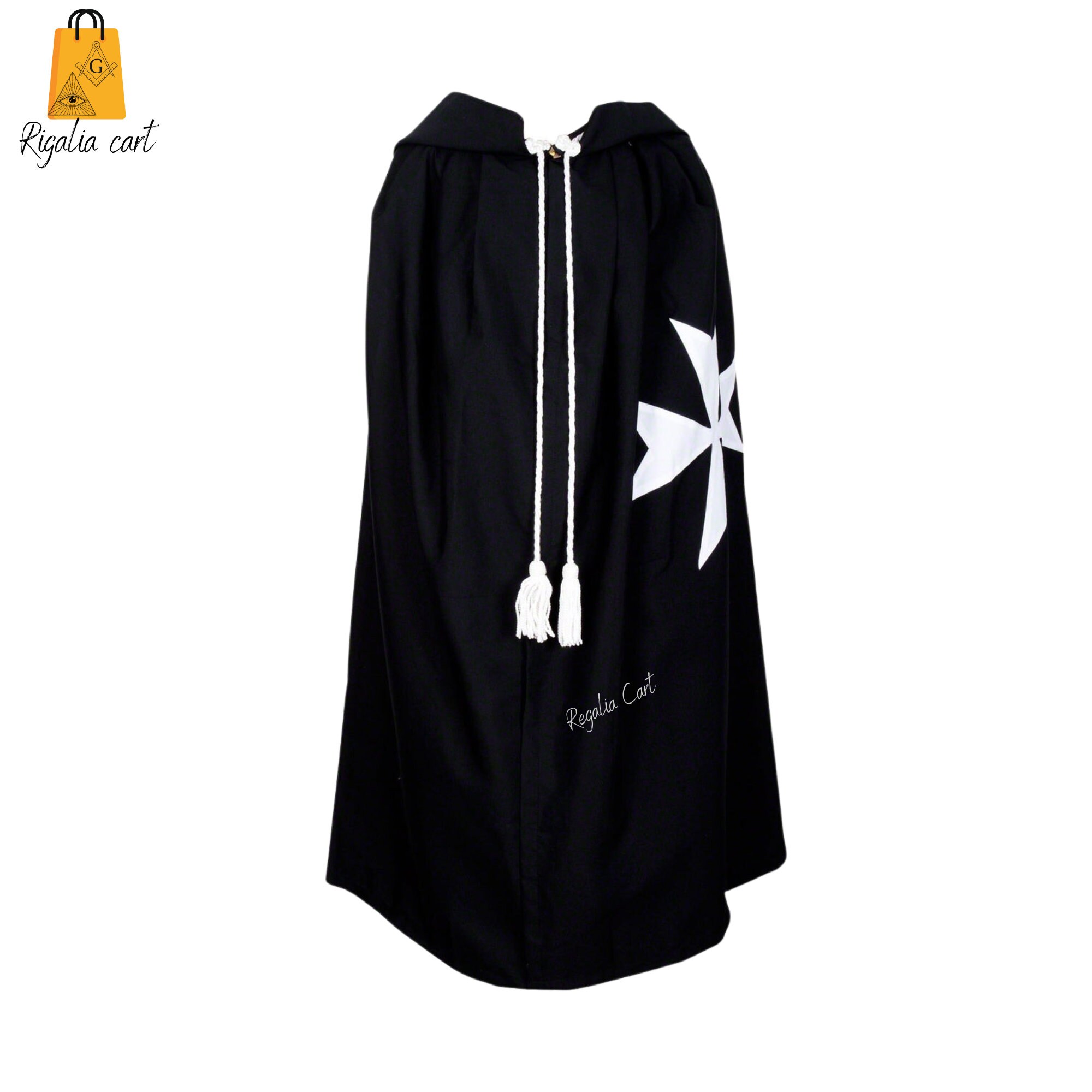 Knights Templar English Regulation Mantle Black With White Cross Maroon ...