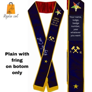 Masonic P.M Sash, Masonic Past Matron Sash Hand Embroidered With Purple ...