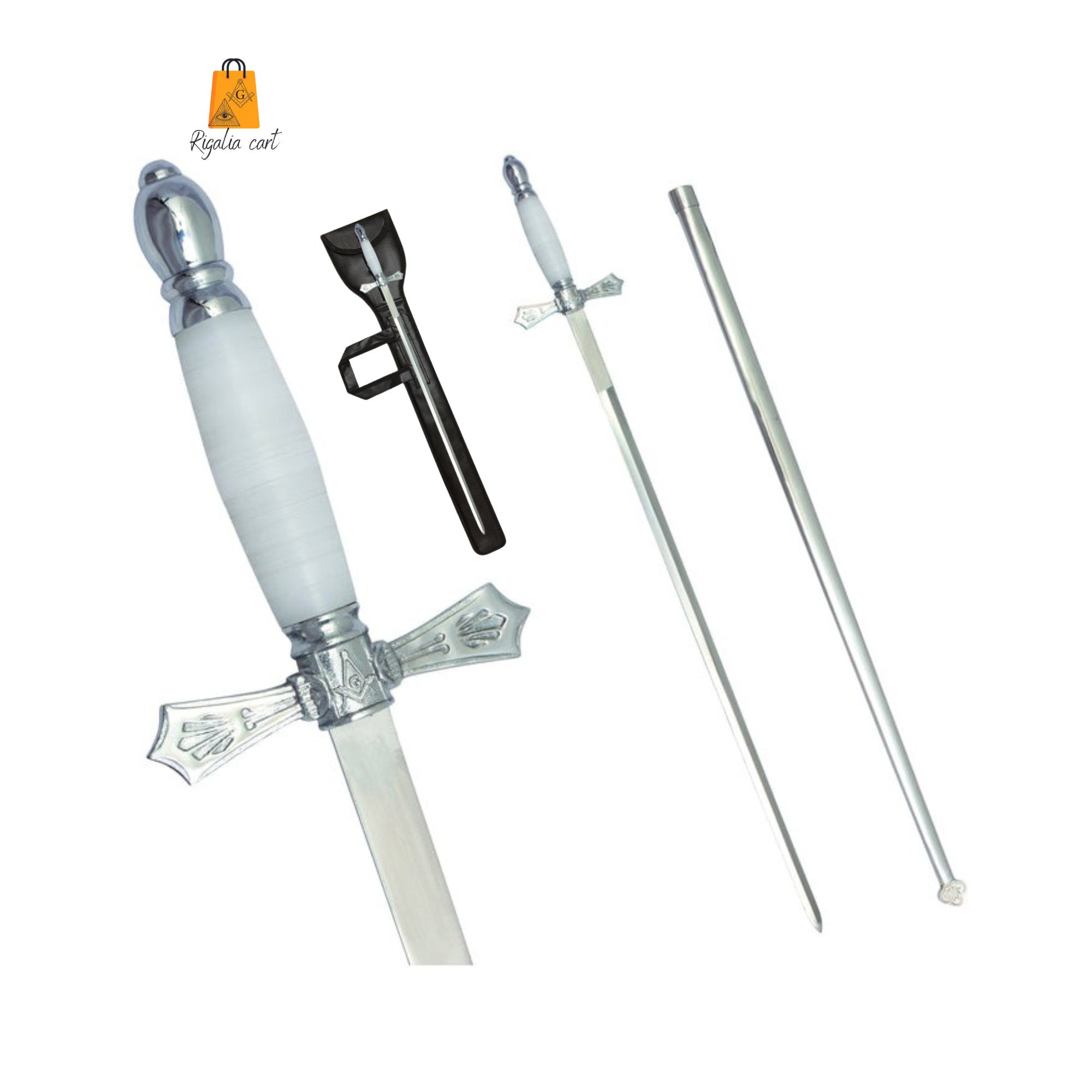 Masonic Sword With White Hilt Unique Style and Silver Scabbard Fine ...