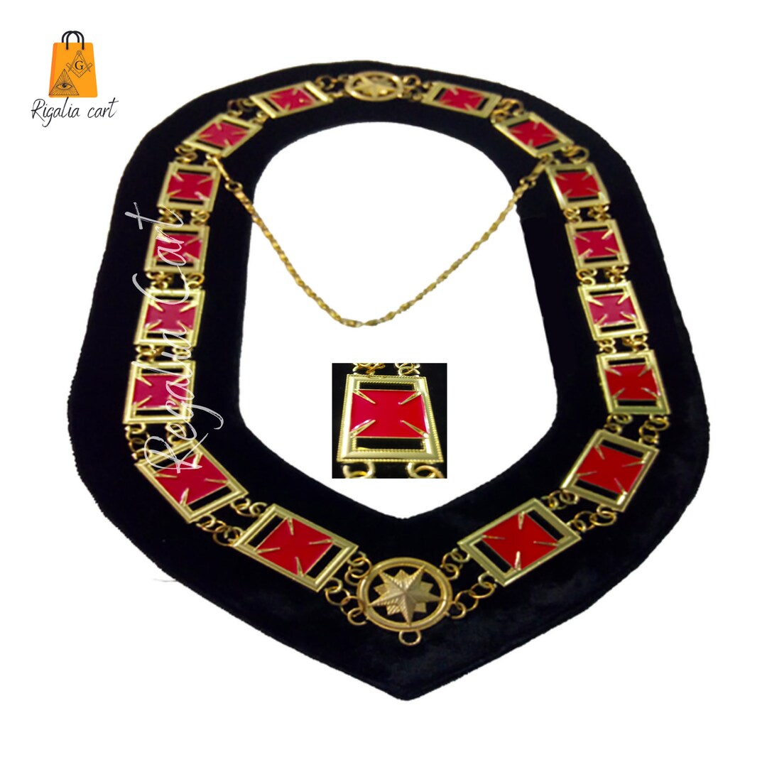 Knight Templar Commandery Chain Collar Gold Tone Fine Quality Black ...