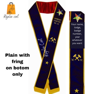 Masonic W.M Sash, Masonic Worthy Matron Sash Hand Embroidered With ...