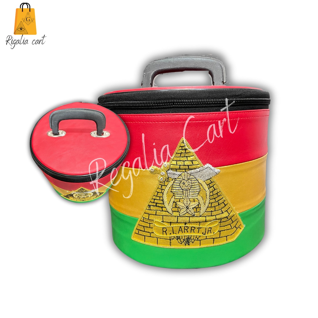 Shriner Fez Case Tri Color Hand Embroidered Shriners Pyramid Custom ...