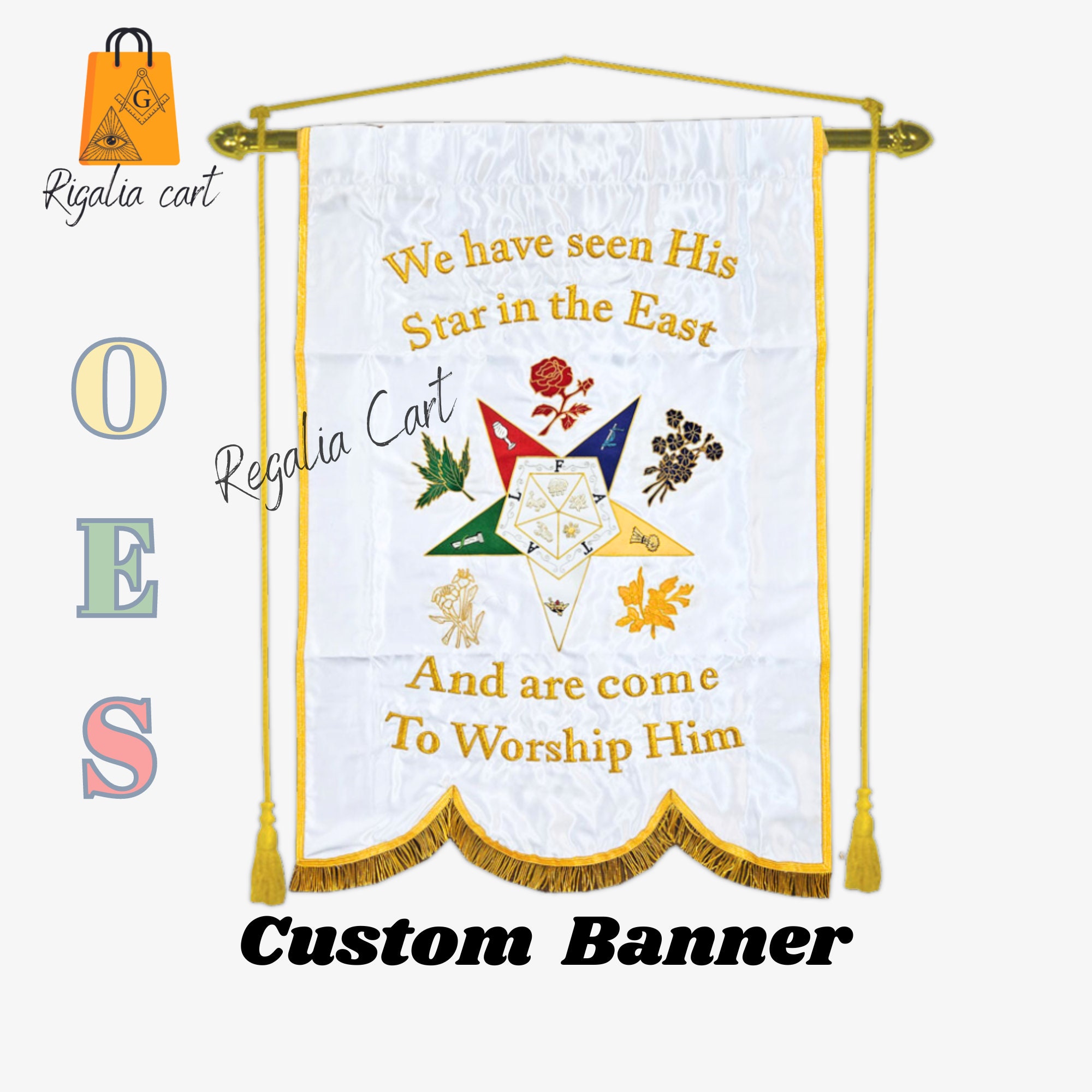 Masonic Banner, OES Banner Custom Details Writing and Custom Size Order ...