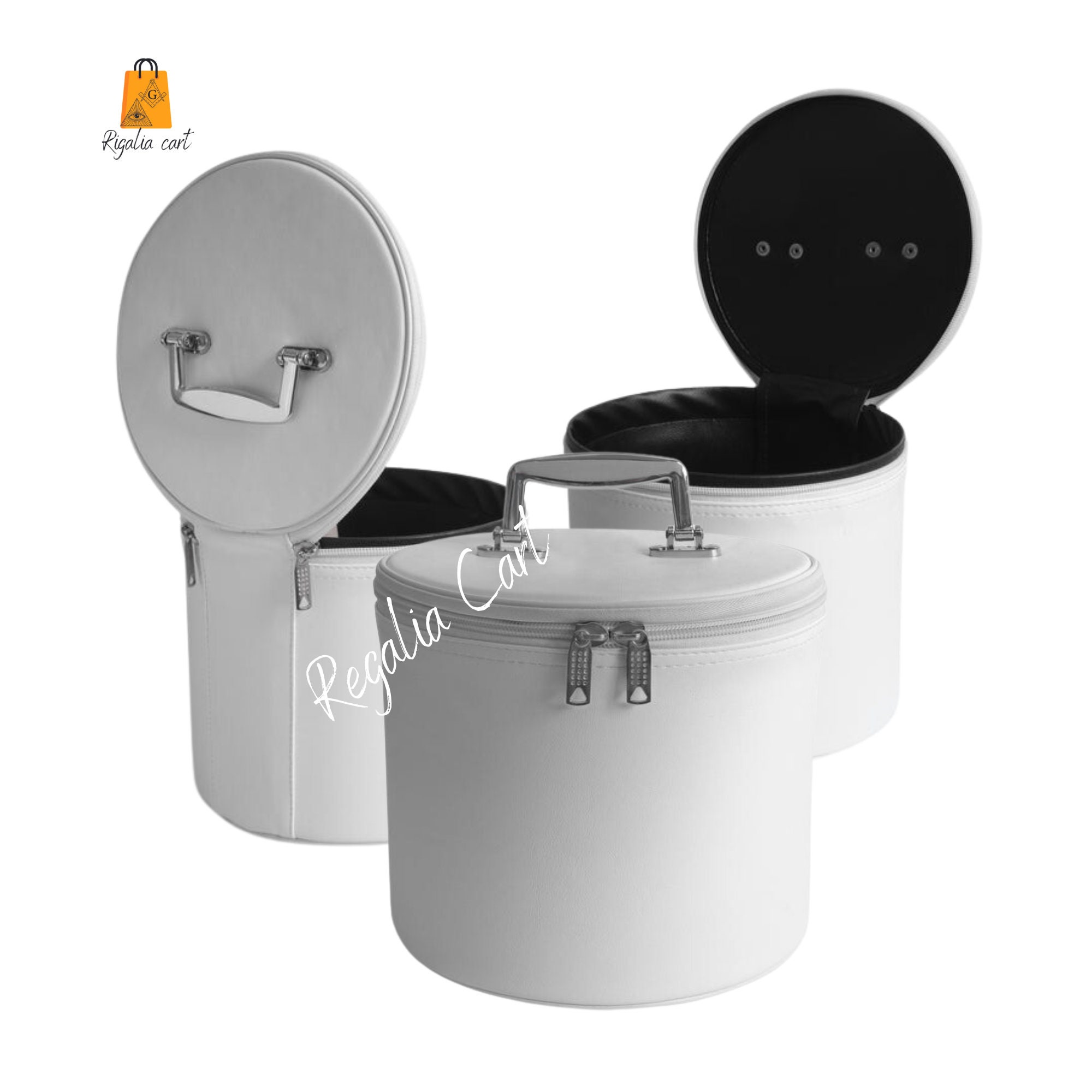 Masonic Crown,fez Case White Synthetic Leather Inner Fabric Custom Made ...