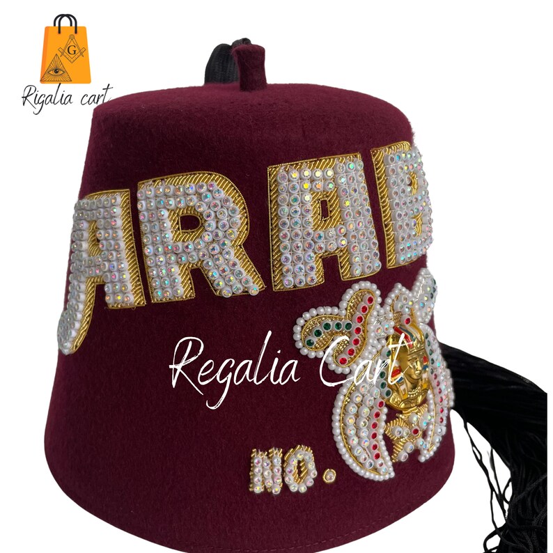 Shriner Fez Hat, Masonic Shriners Fez Cap Custom Lodge Name Burgundy ...