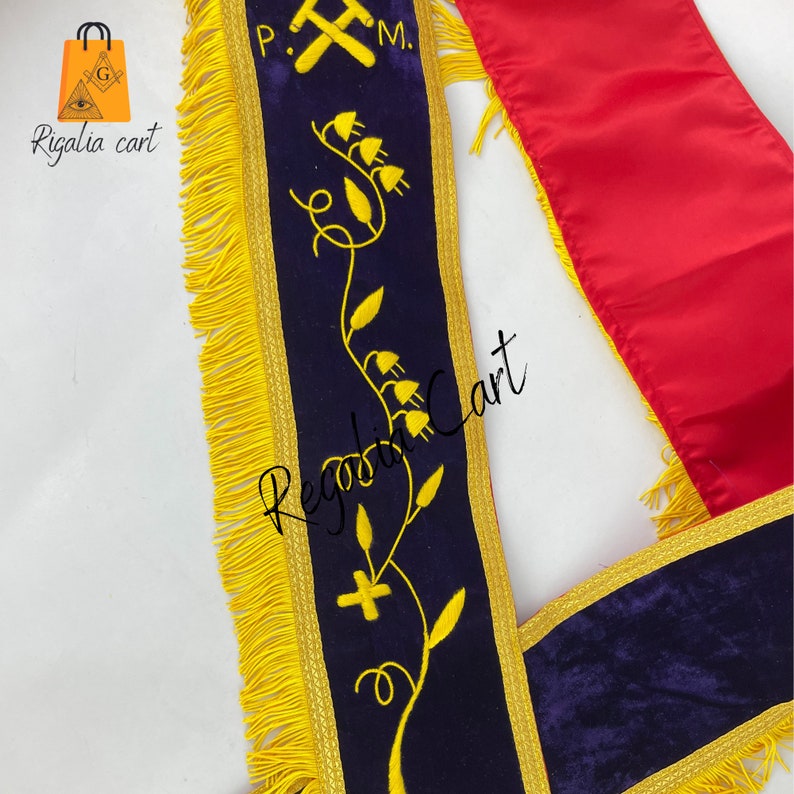 Masonic P.M Sash, Masonic Past Matron Sash Hand Embroidered With Purple ...