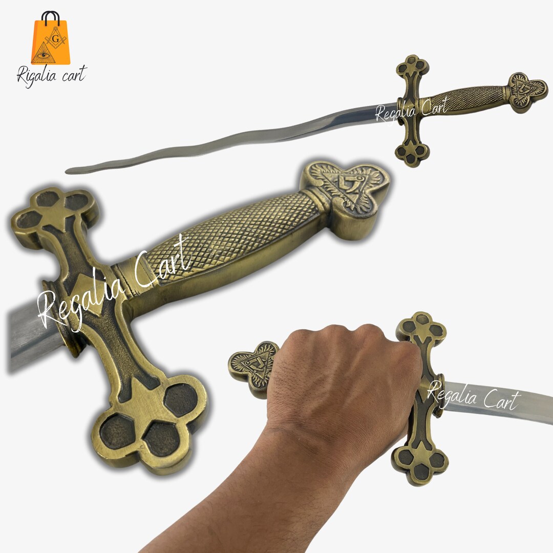 Masonic Sword Snake Flaming Sword Square Compass With Gold Hilt Best ...