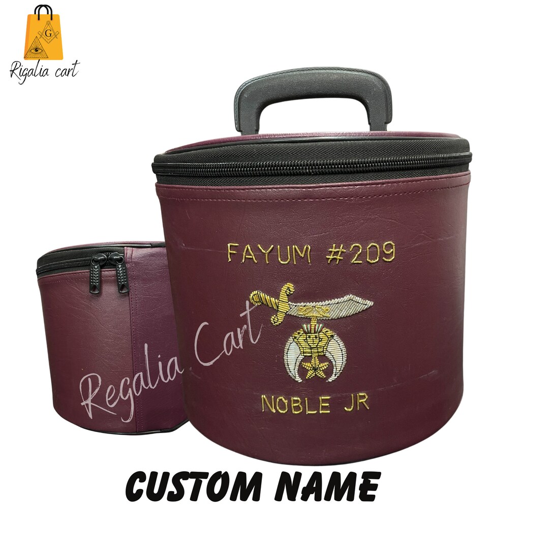 Shriner Fez Case Burgundy Color Hand Embroidered Shriners Emblem Custom ...