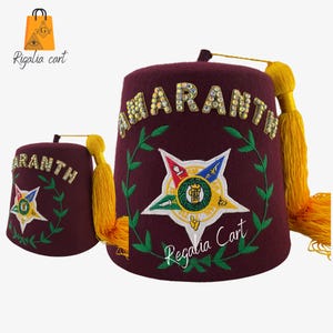 Amaranth Fez Set, Masonic Grand Amaranth Fez, Gloves, Sash Complete Set ...