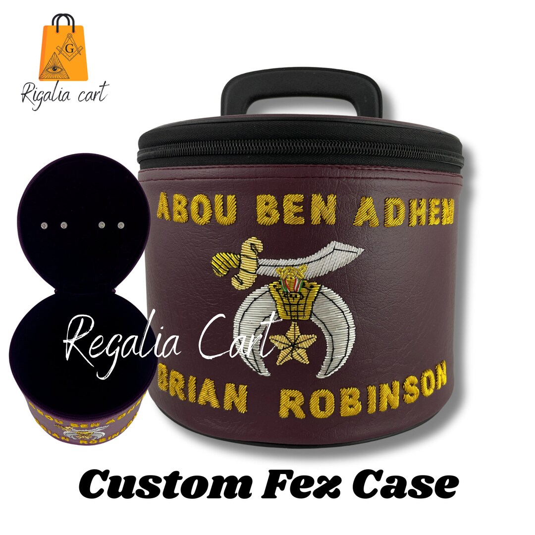 Shriner Fez Case Burgundy Color Hand Embroidered Shriners Emblem Custom ...