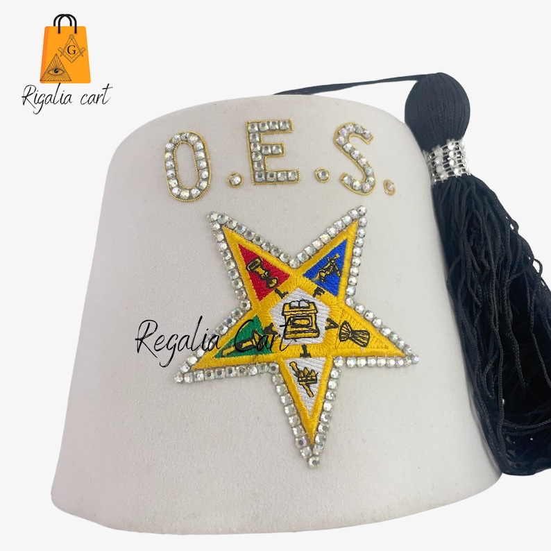 OES Fez, Masonic Order of Eastern Star Pure White Unique Style With ...