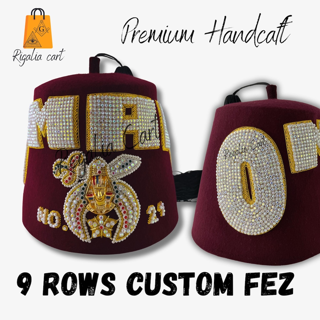 Shriner Fez Hat, Masonic Shriners Fez Cap OMAR Custom Lodge Name ...