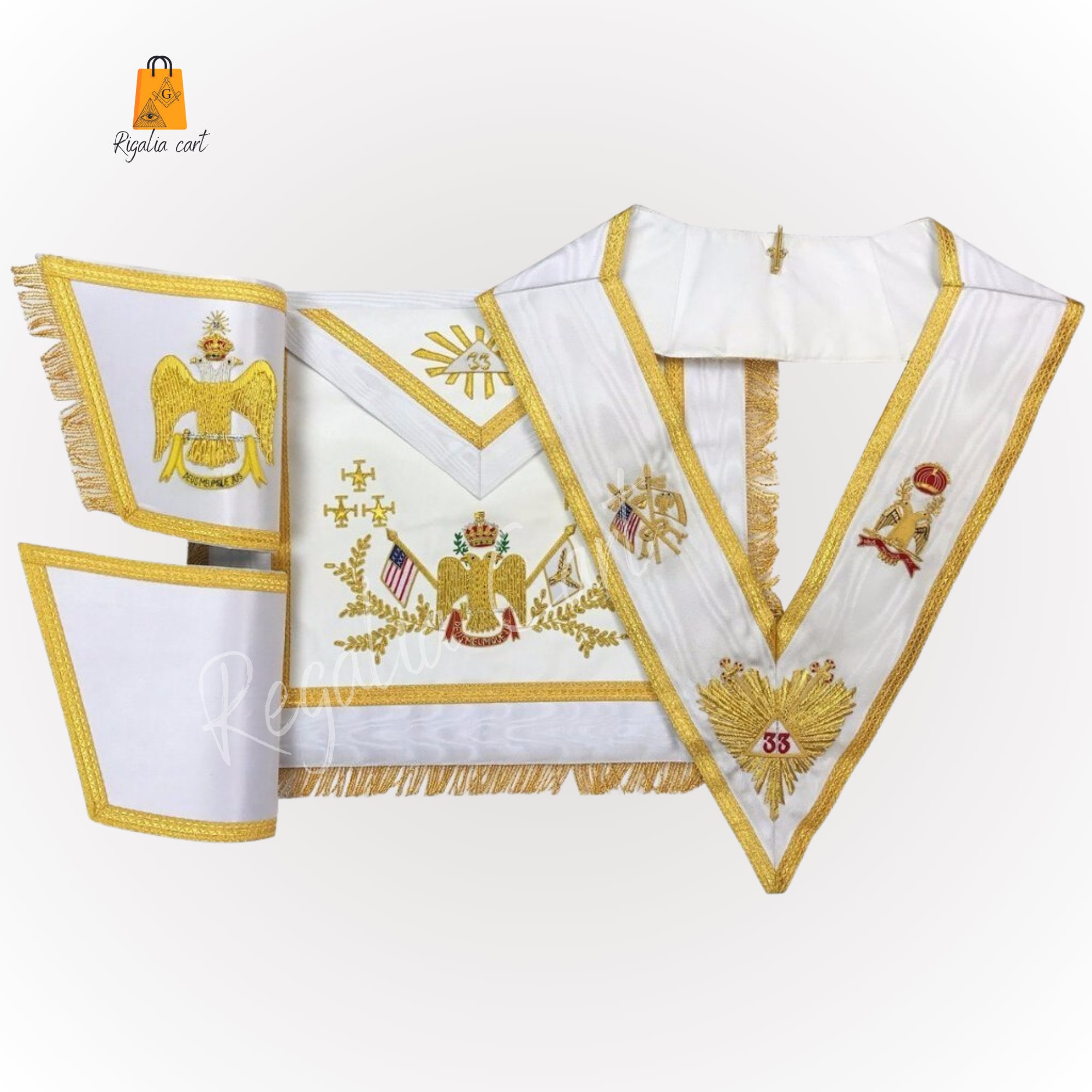 Masonic 33rd Degree Scottish Rite Apron With Gauntlets and - Etsy