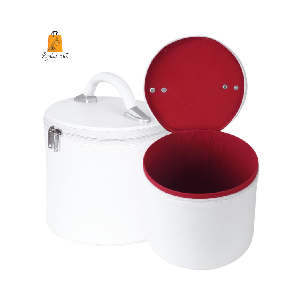Masonic Crown,fez Cap Case White Synthetic Leather Inner Red Velvet ...