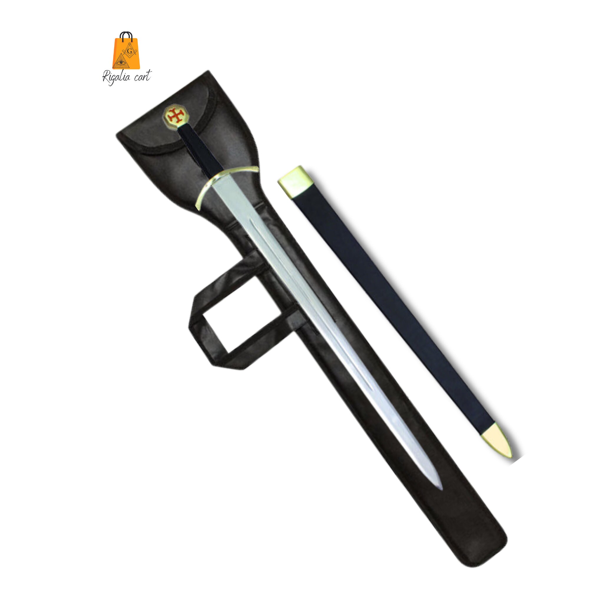 Knights Templar Commandery Sword With Black Gold Hilt and Black ...