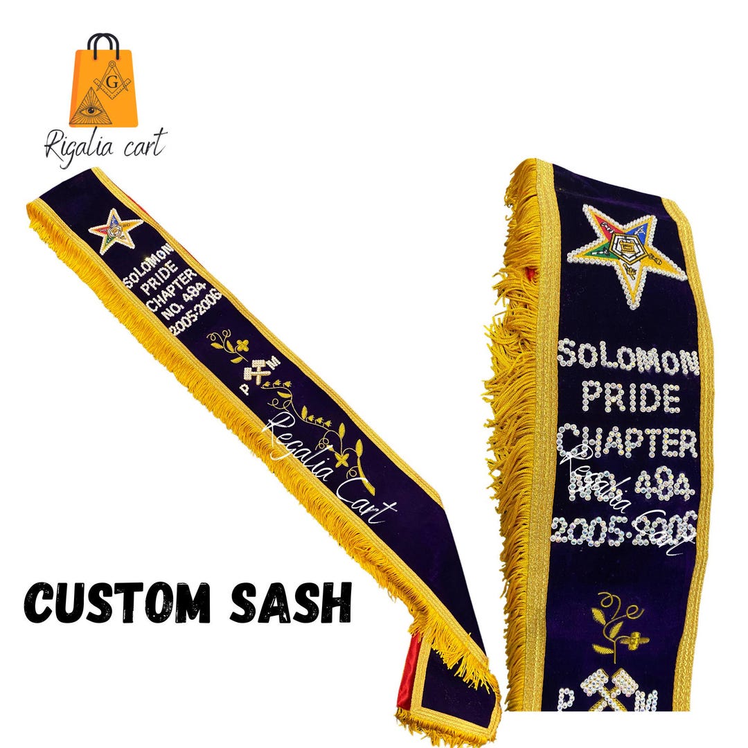Masonic PM Sash With Rhinestones Beautiful Work Purple Velvet Gold ...