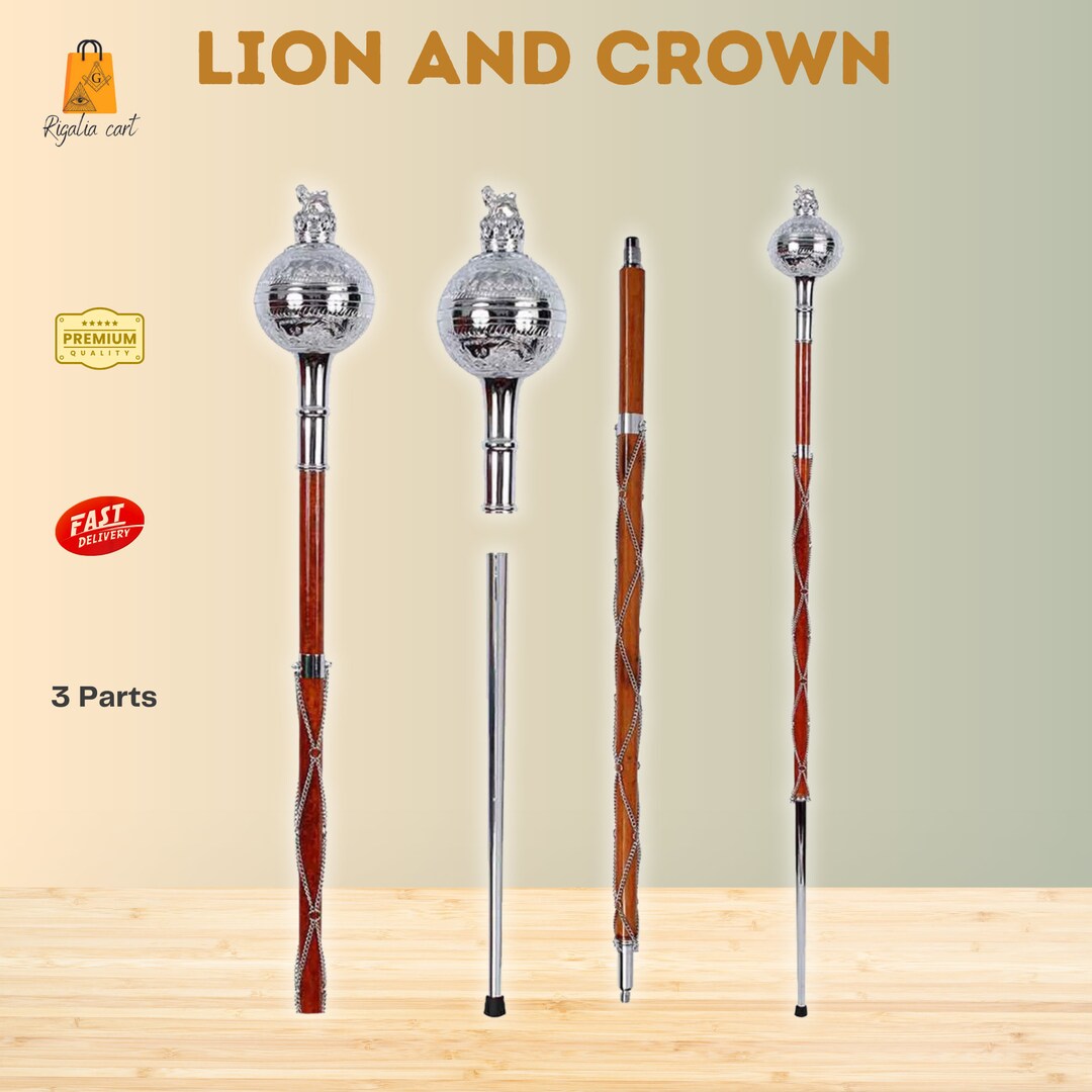 Drum Major Mace / Stick Embossed Head Ball Chrome Lion and - Etsy
