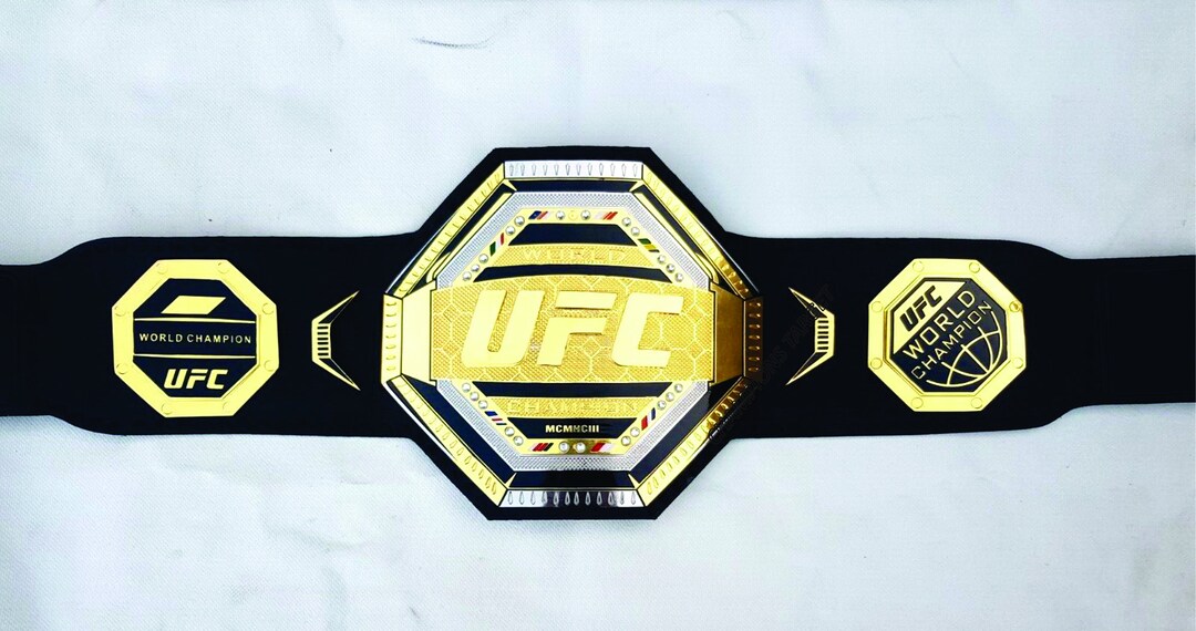 UFC Championship Belt Black Leather Gold Tone Brass Made - Etsy